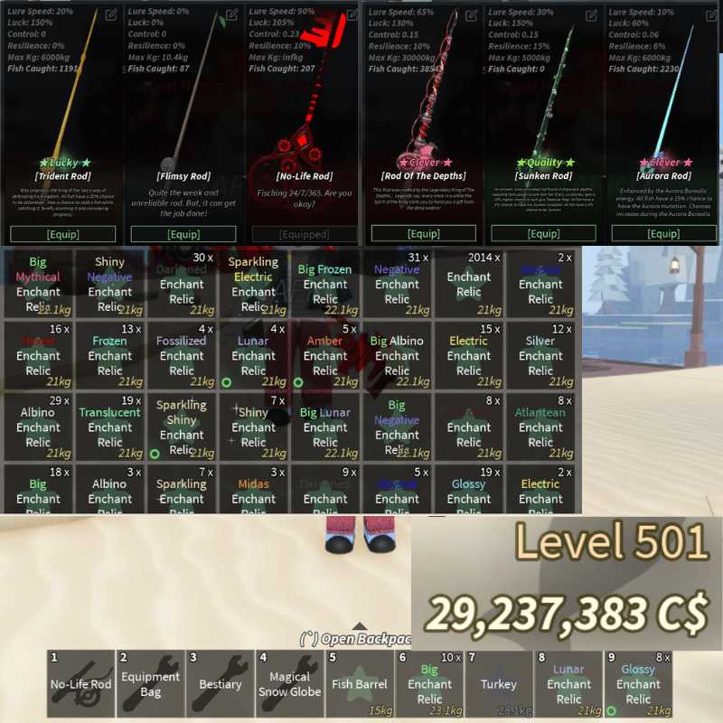 SALEID356Fisch: Level 501 29M C$ - 2000x Relic - No-Life Rod,Rod of the ...