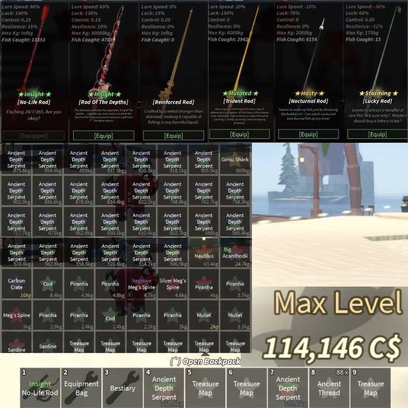 ID126Fisch: Level 750 Max - No-Life Rod , Rod of the Depths,Trident Rod ...