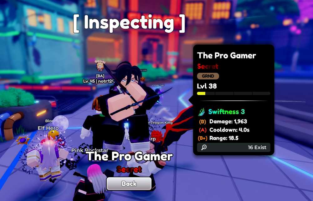 Secret The Pro Gamer l Song jin voo EVO l Roblox Anime Defender