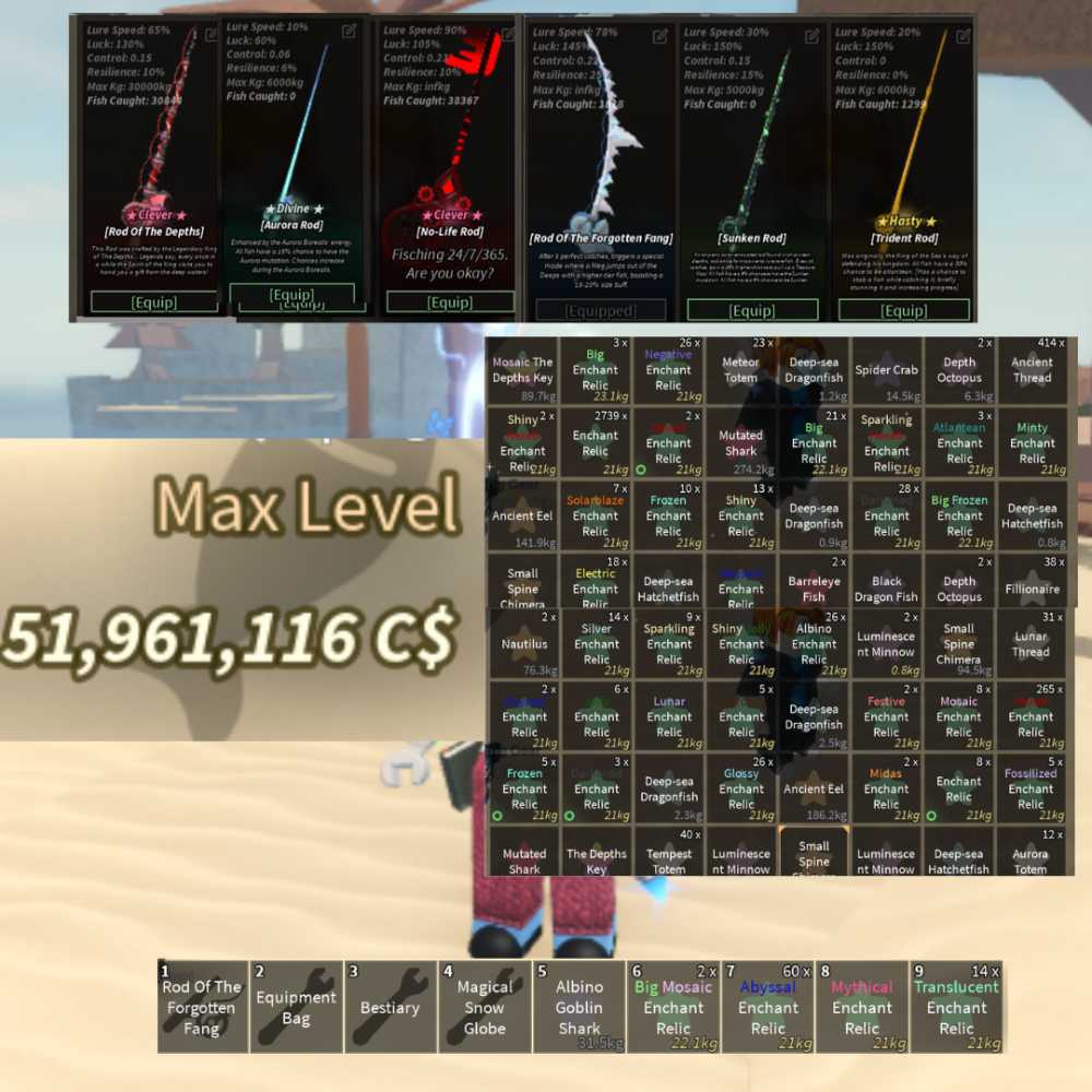 ID 193 Fisch: Level 750 Max- 51m C$ - Rod of the Forgotten Fang, No ...