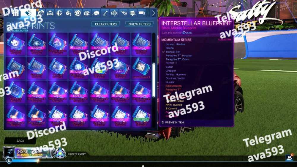 ROCKET LEAGUE ESL MONTHLY ELITE, CHAMPION STEAM ACCOUNT + RARE ITEMS