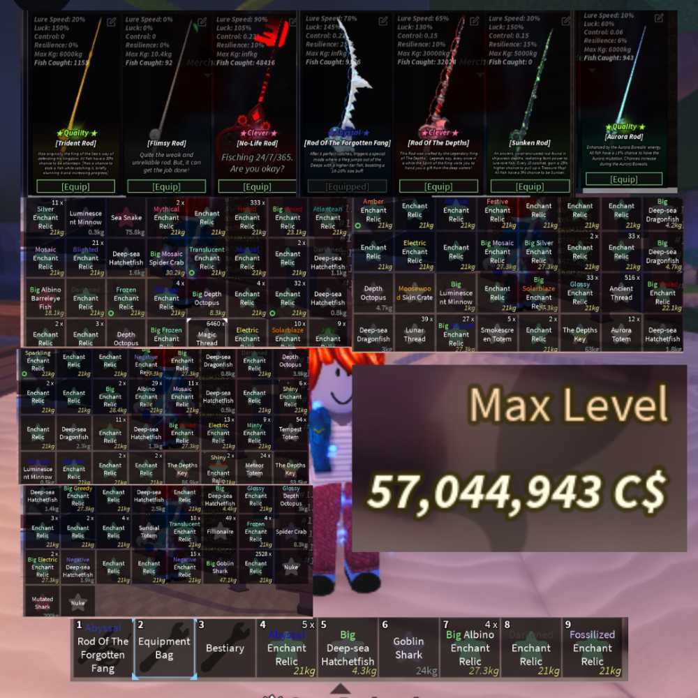 ID 387 Fisch: Level 750 Max- 57M C$ - Rod of the Forgotten Fang, No ...