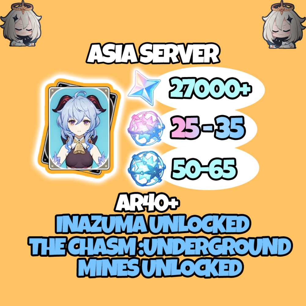 Asia Ganyu 265 Wishes Ar40 27000 Primogems 25 35 Interwined Fate 50 65 Acquaint Fate