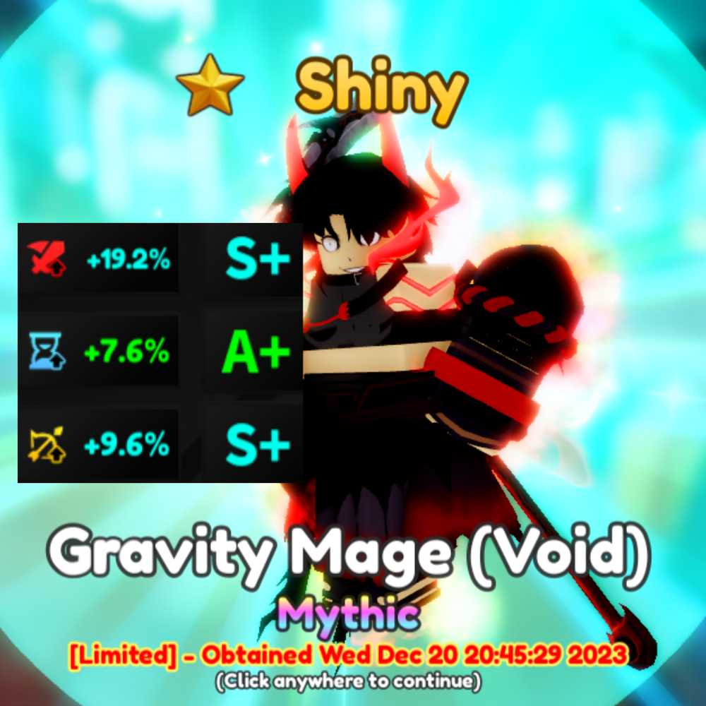 ONLINE=INSTANT DELIVERY : SHINY CHUYA ( GRAVITY MAGE VOID) ANIME ADVENTURES
