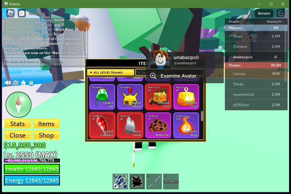 Blox Fruits LV 2550+leopard inventory View Image