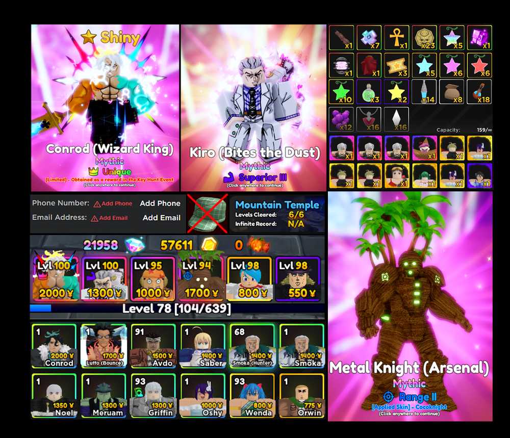 Account 1 Unique : Conrod Wizard King EVO Anime Adventures AA ...