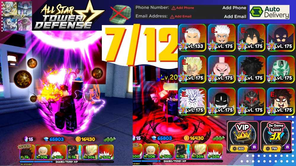 HOT HOT AS132⭐ASTD⭐All Star Tower DefenseMETA ACCOUNT lvl207: x12 7STAR ...