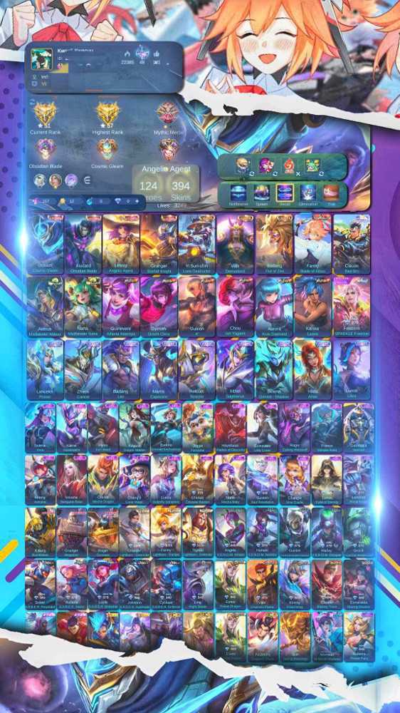 Emblem max hero max skin 394 LEGEND 4 COLLECTOR 3 FULL KOF TRANSFORMASI 3 FANNY ASFIRAN EPIC ...