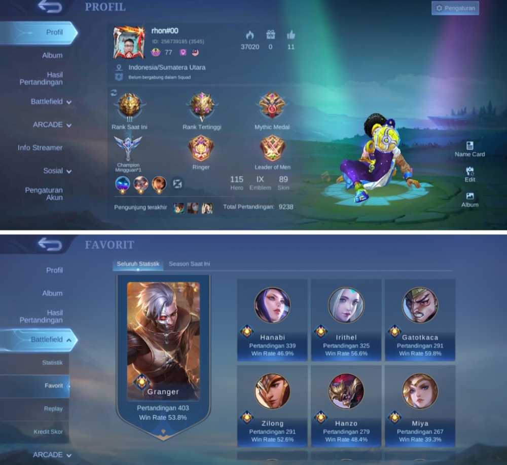 HERO 115|EMBLEM ALL MAX|SKIN 89|11 SKIN SPECIAL|4 SKIN STARLIGHT