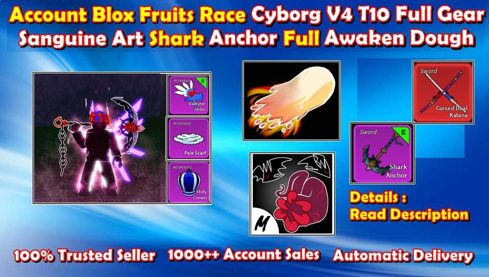 Blox Fruit Level 2550 Race Cyborg V4 T10 Full Gear Sanguine Art Full ...