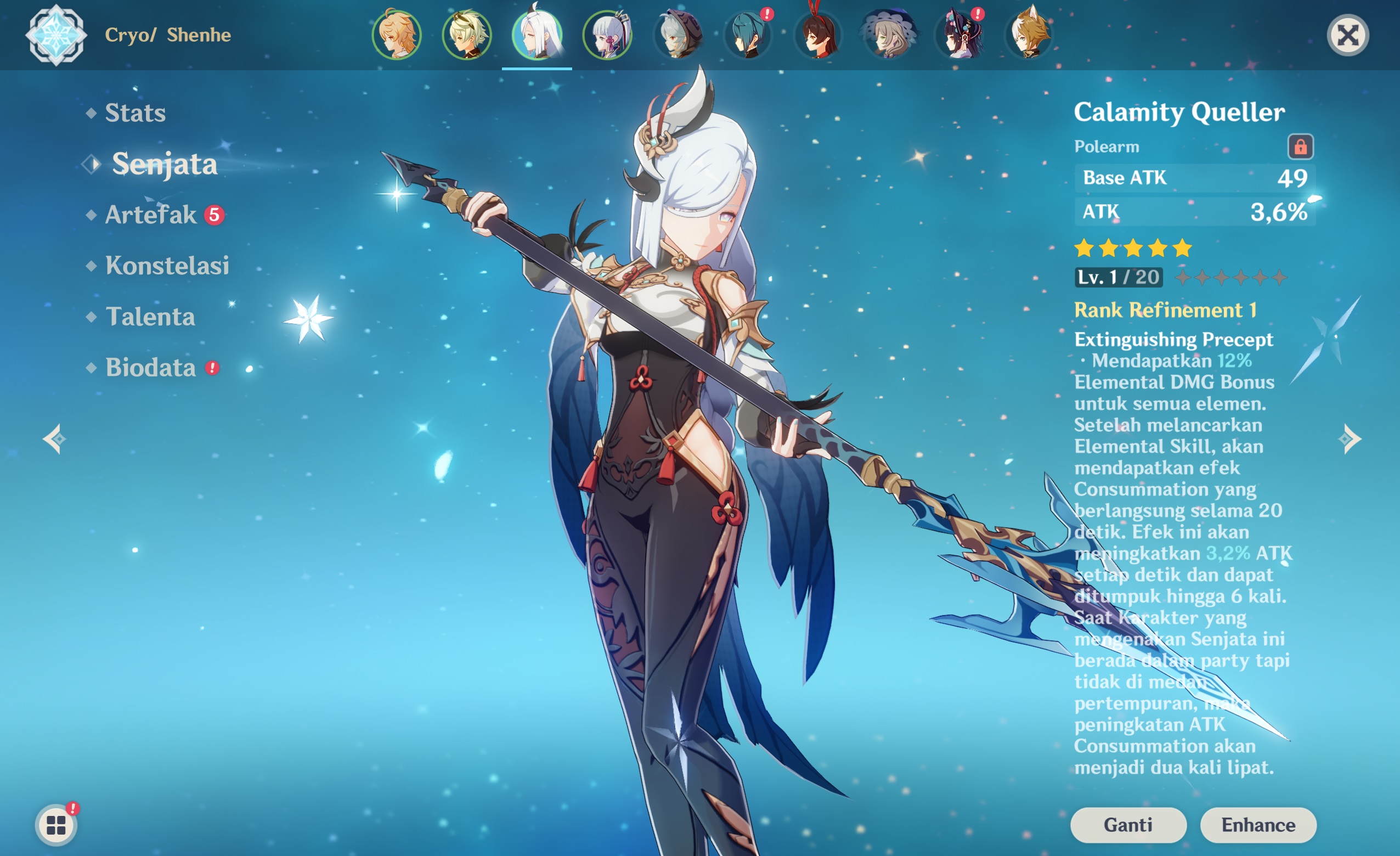 [ASIA AR10]4⭐ Shenhe Cons 1 Calamity Queller Ayaka Cryo Supremacy