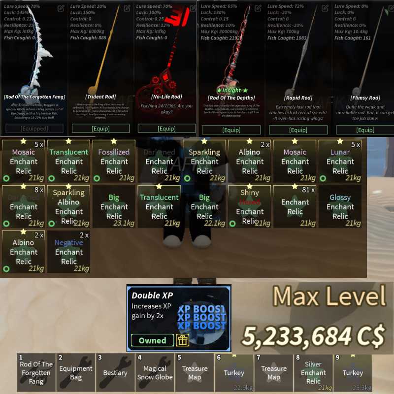 ID267Fisch: Level 750 Max 5M2 C$ X2 Exp - Rod of the Forgotten Fang, No ...