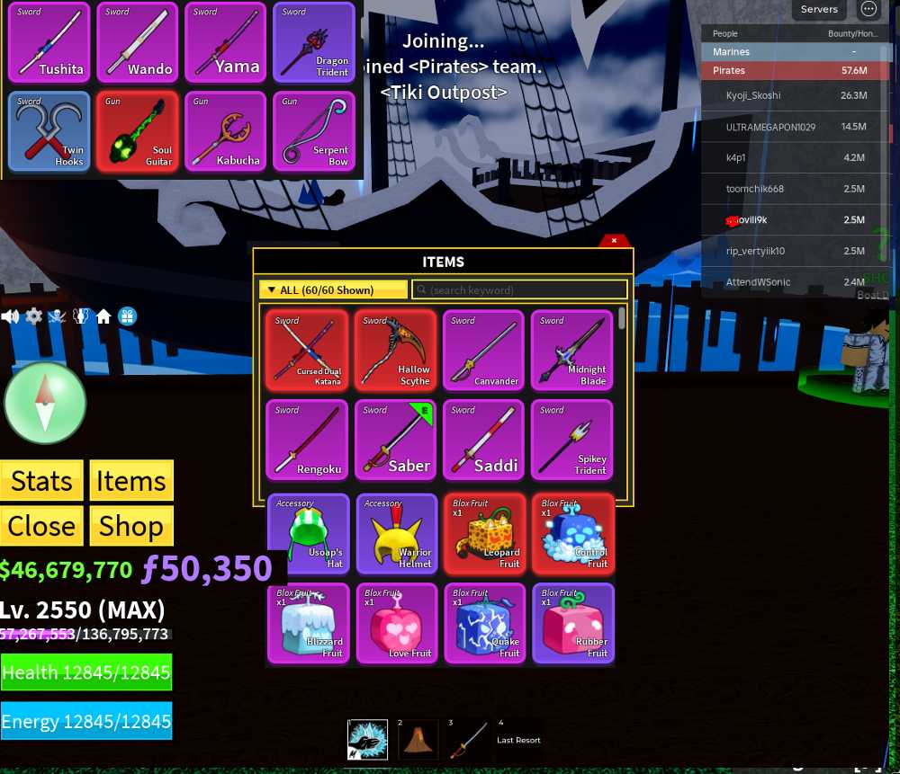 Blox Fruits / Leopard-Control Inventory / CDK-HS-SG / 46m Beli / 50k ...