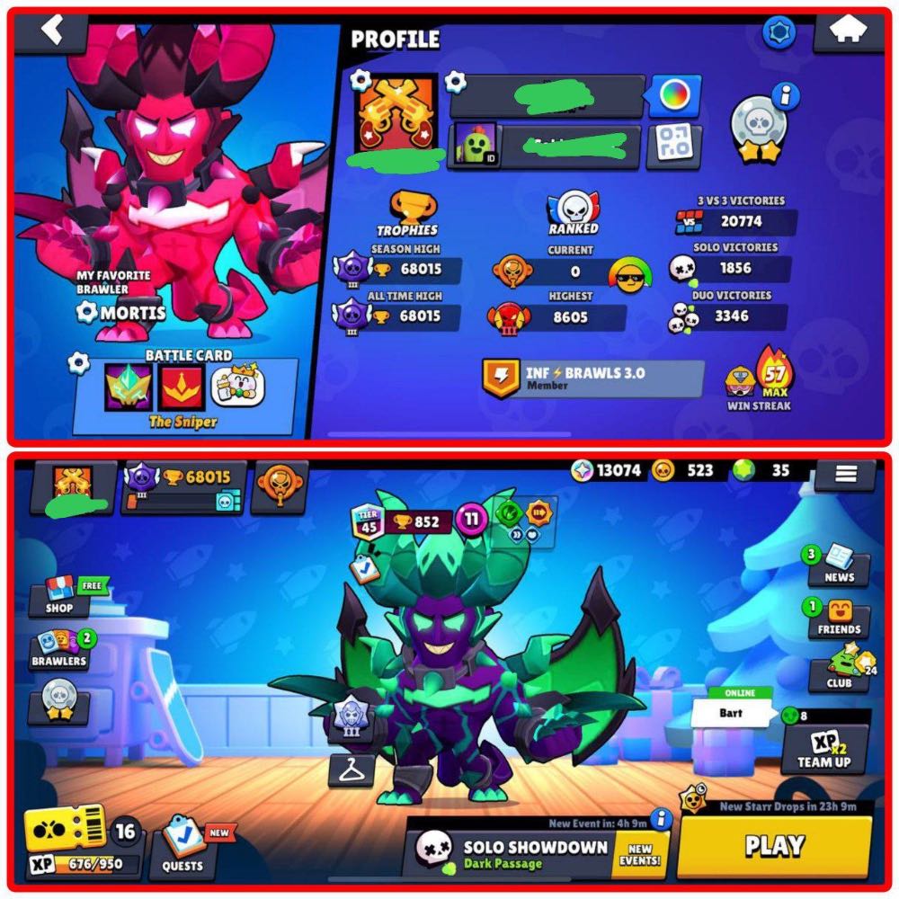 PREMIUM BS ACCOUNT 68000+ TROPHIES DEVILISH MORTIS, LAMBENT MORTIS ...