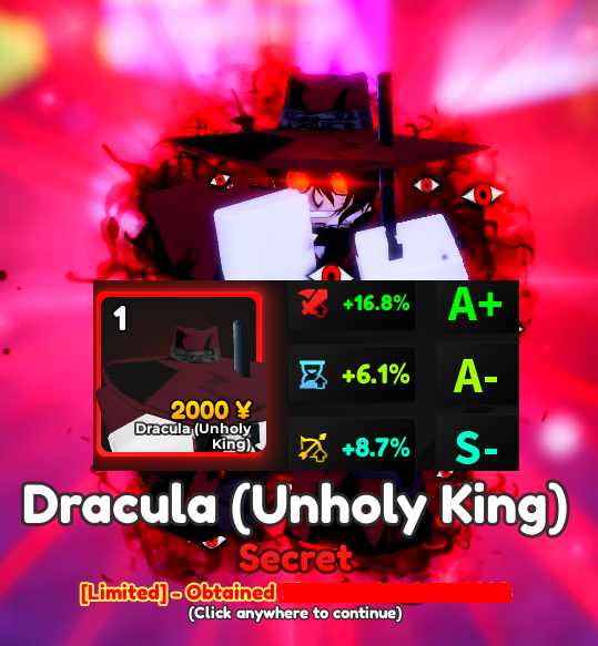 Dracula (Unholy King) A+ A- S- | Alucard Secret Evo - Anime Adventures AA