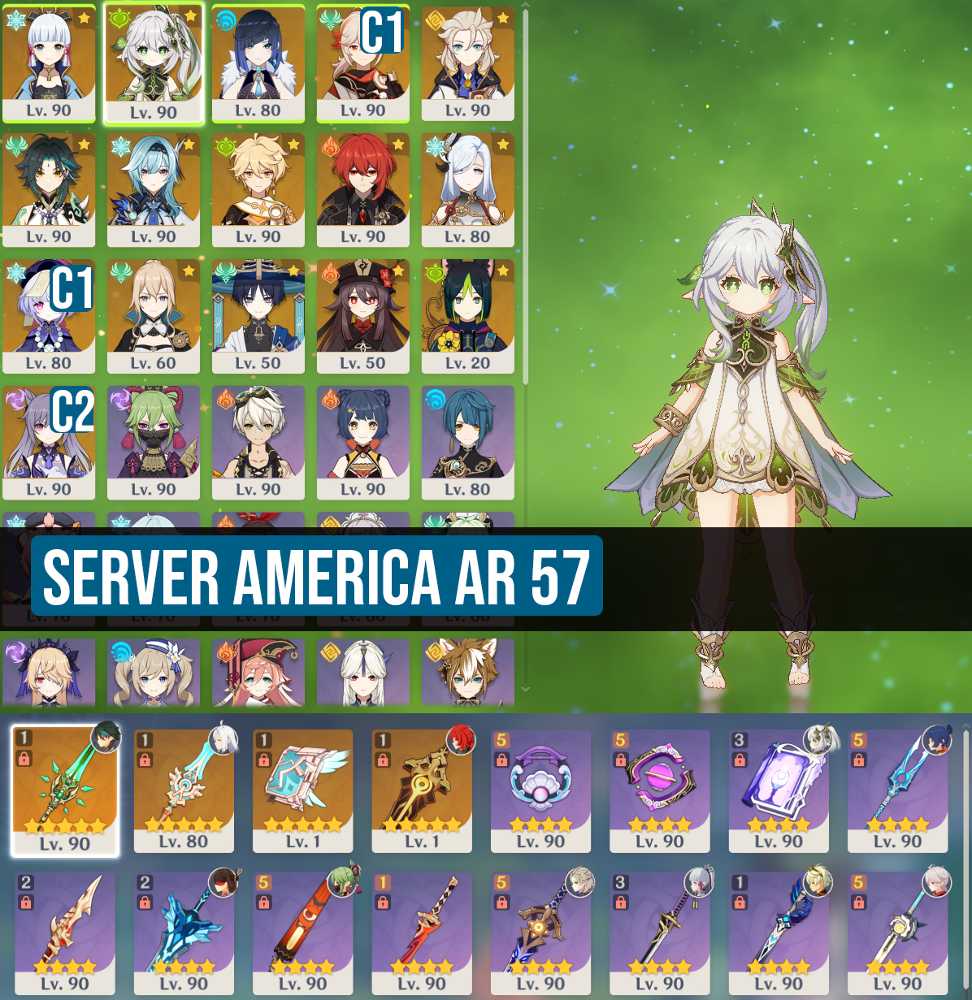[NA] AR 57⭐️Kazuha C1, Ayaka, Nahida, Yelan, Albedo, Venti, Eula ...