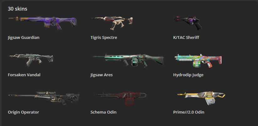 30 Skins 1 Knife 44 lvl Forsaken Vandal Origin Operator Prime 2.0 Odin