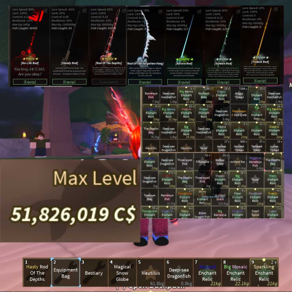 ID 319 Fisch: Level 750 Max- 51m C$ - Rod of the Forgotten Fang, No ...