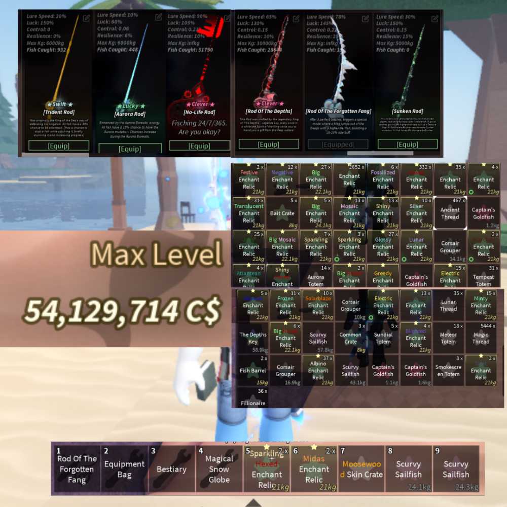 ID 279 Fisch: Level 750 Max- 54m C$ - Rod of the Forgotten Fang, No ...