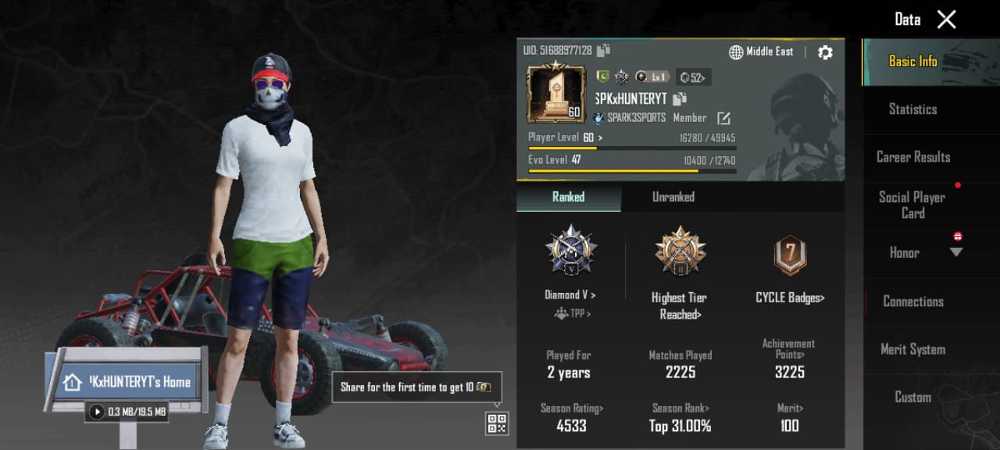 Pubg mobile Level 60 Last Season Crown Badge and Title Diamond Rank Middle East OP Inventory Old ...