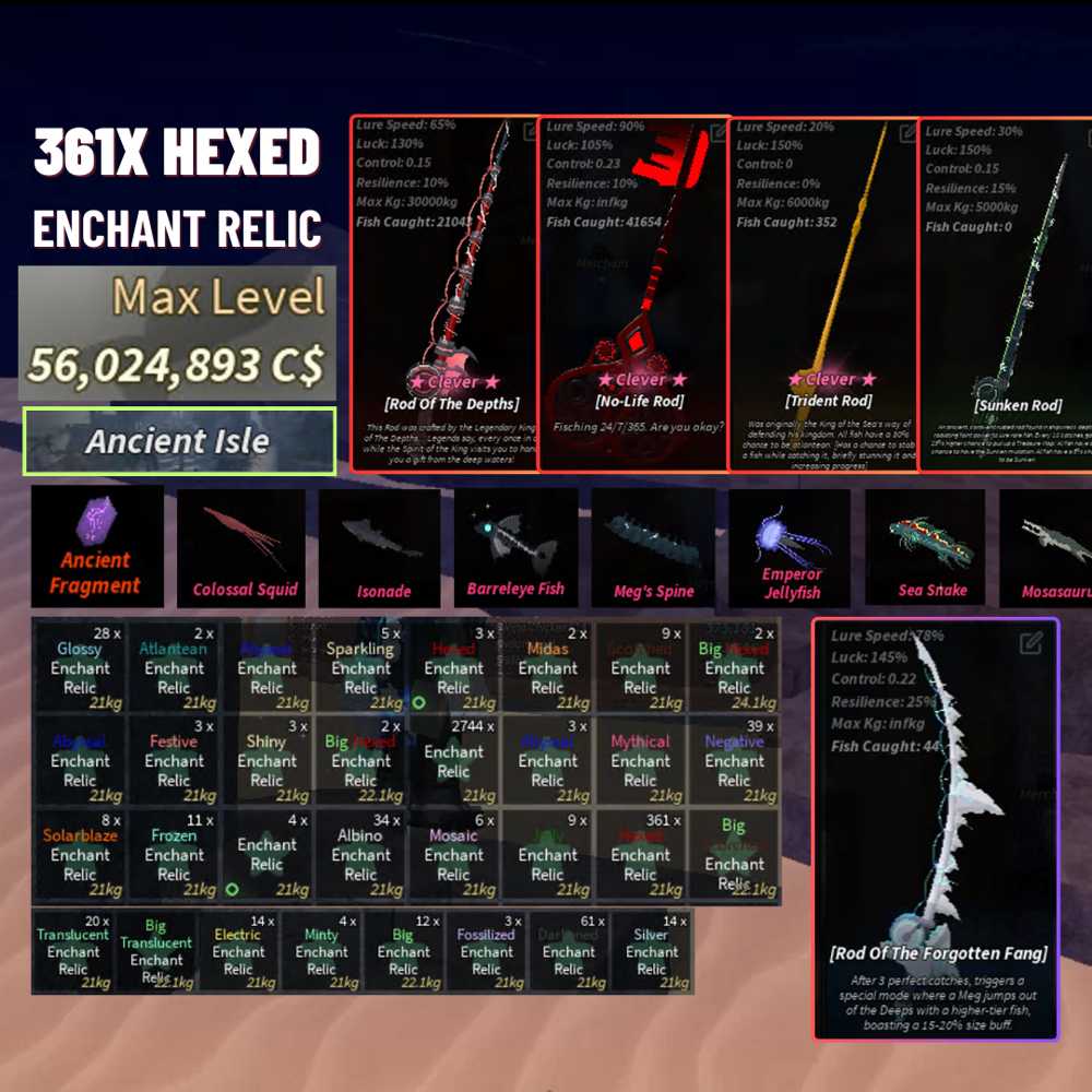 [Fisch] ID81: Level 750 Max 56M C$ - Rod Of The Forgotten Fang, Rod of ...