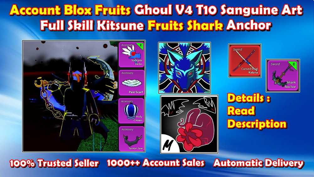 Blox Fruit Level 2550 Race Ghoul V4 T10 Full Gear Sanguine Art Full ...