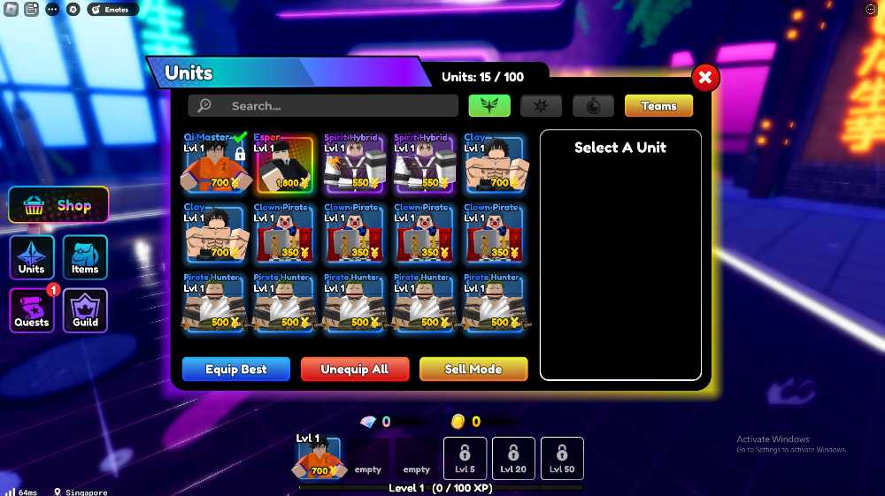 ID.005 Anime Defenders Mythic Esper / Account Unverified