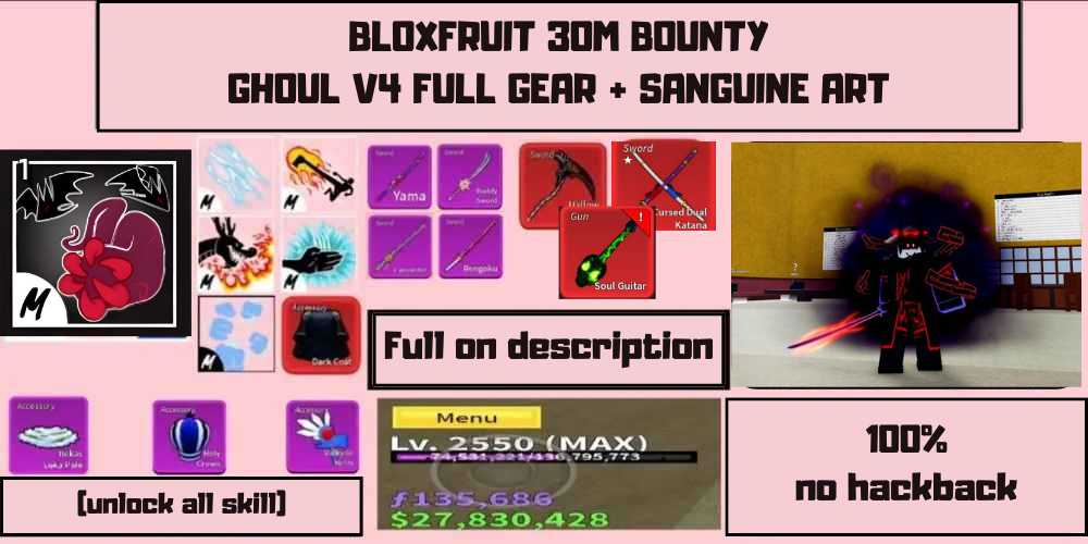 [Blox Fruits] Sanguine + Ghoul V4 Full Gear T10
