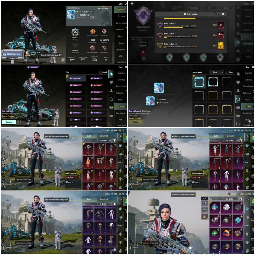 M416 Glacier Lvl 4(KillMsg)Ump (KillMsg)M24,Dbs,Slr Lvl 2"MF Title 30"Lvl 61"S2 Set/Mask"2 Big ...