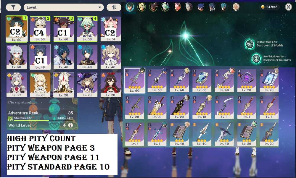 [ASIA] Xiao CONS 2 + Bennet CONS 4 + Sucrose / AR 35 / No Topup History ...