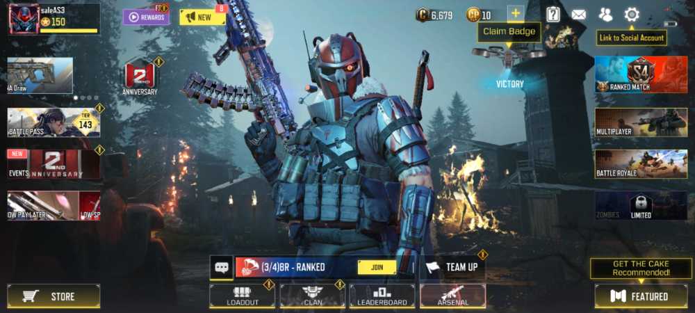 Mythic AS VAL Double edge & MSMC| Cheap legendary account | 220CP BP ...