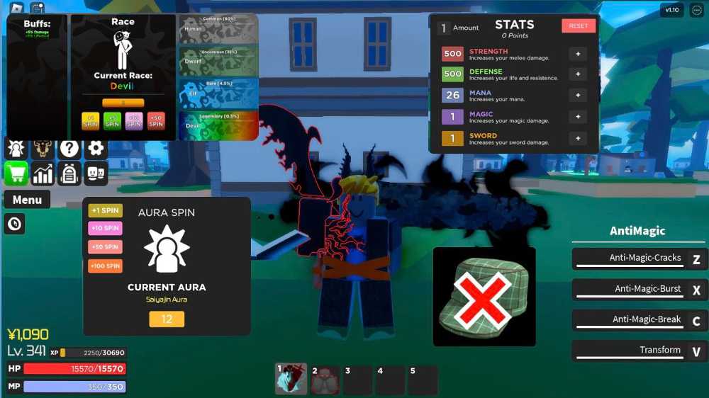 Account Anti Magic | Devil Race | Saiyajin Aura 1.9% | Grimoires Era Roblox