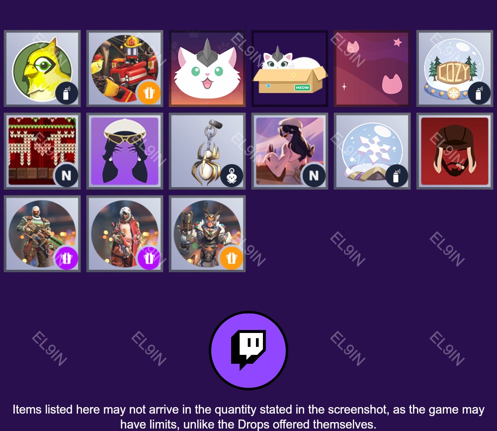 Twitch Drops Winter Holiday Drops Overwatch 2 [Total 15 Items]