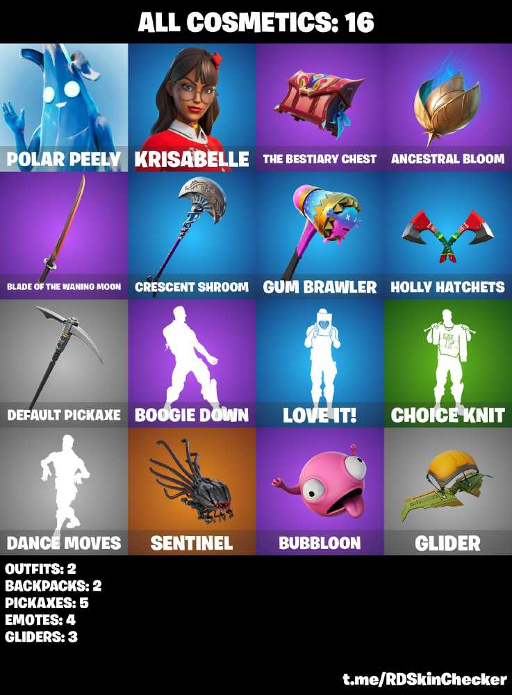 PC/PSN/XBOX 16 COSMETICS Polar Peely , Krisabelle , The Bestinary Chest ...