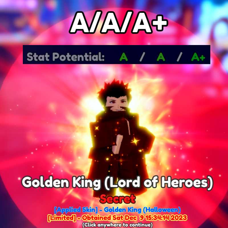 A280Golden King Evo A/A/A+ - Anime Adventures - Instant Delivery
