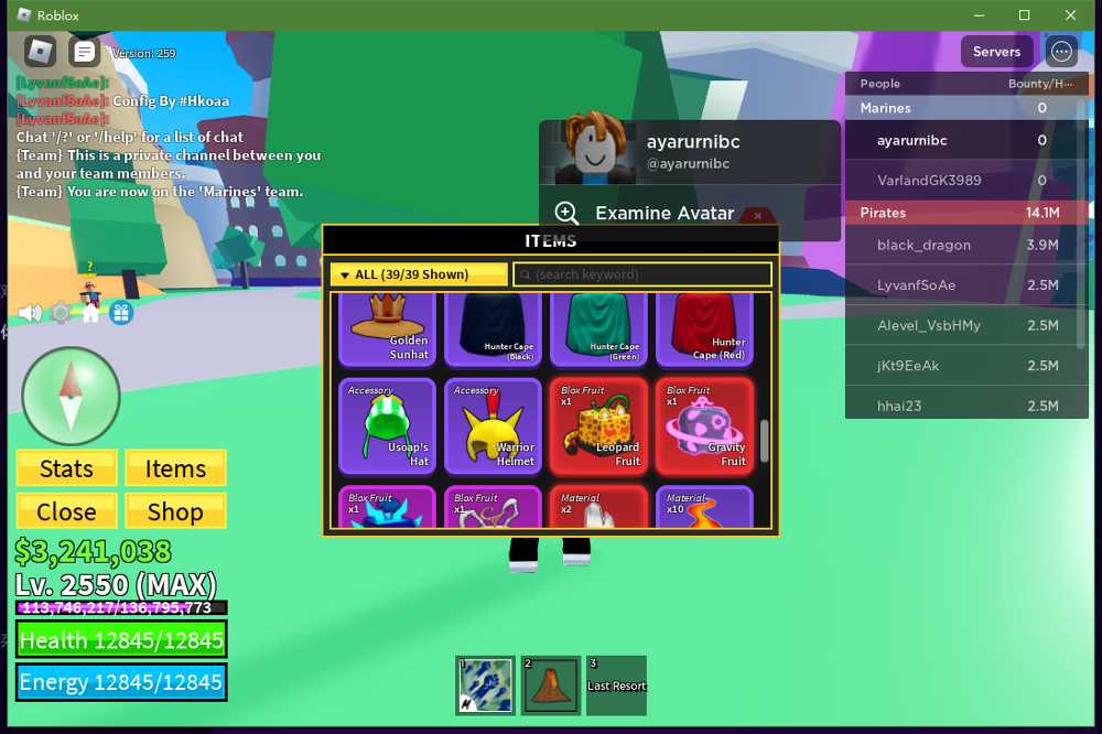 Blox Fruits LV 2550+leopard inventory View Image