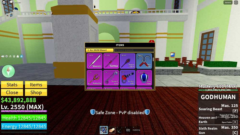 [Blox Fruits] Level 2550 | Shark V4 T10 | SharkAnchor | GODHUMAN | CDK | Dough Full Skills ...