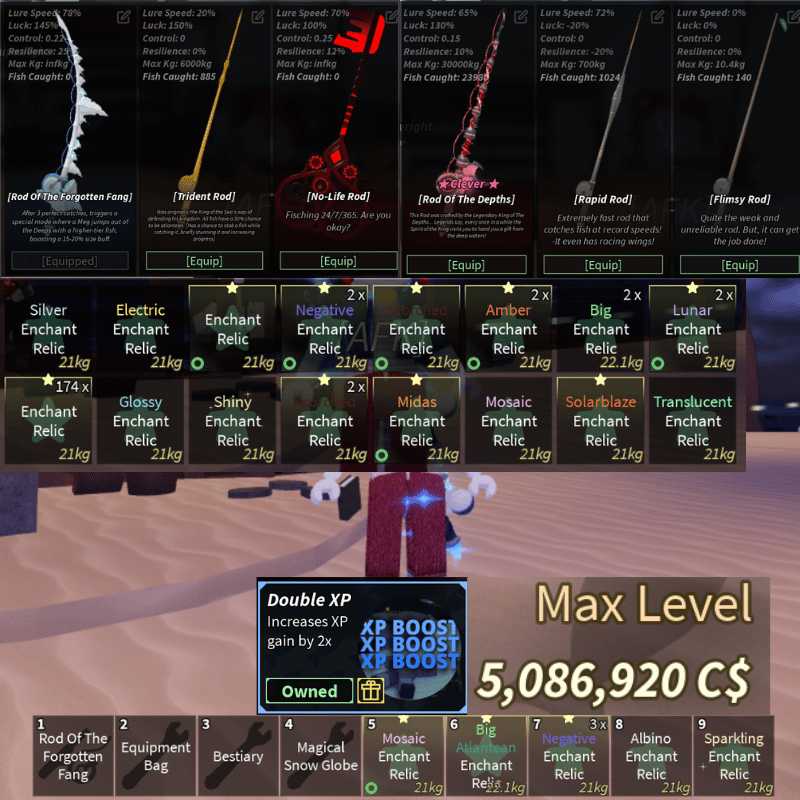 ID273Fisch: Level 750 Max 5M C$ X2 Exp - Rod of the Forgotten Fang, No ...