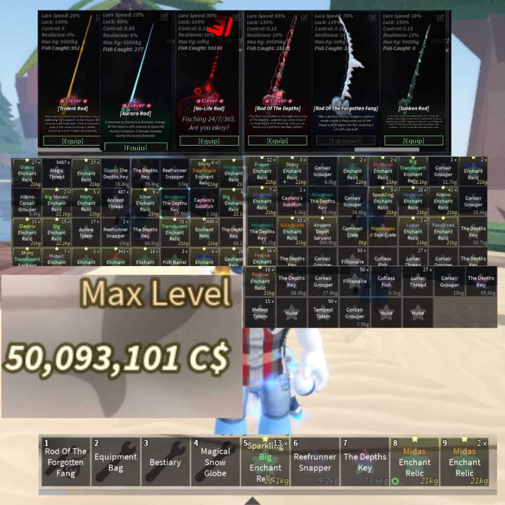 ID 280 Fisch: Level 750 Max- 50m C$ - Rod of the Forgotten Fang, No ...