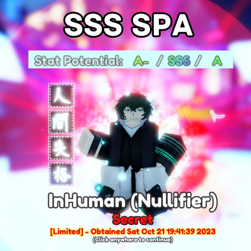 A104InHuman Evo SSS SPA - Anime Adventures - Instant Delivery