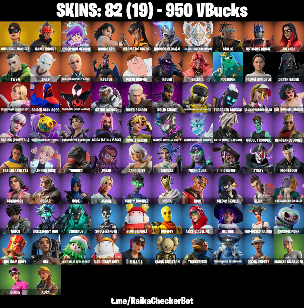 82 Skins PSN/Xbox/PC/Nintendo Unchained Ramirez Game Knight Spider-Man ...