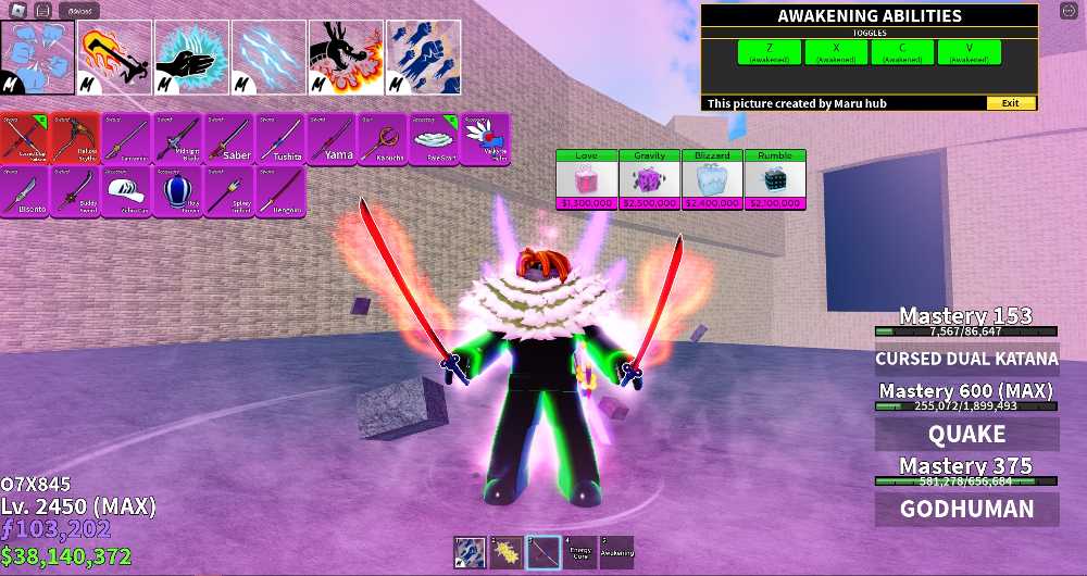 Cyborg V4 tier 10 Lv:2450 Max. Cursed Dual Katana I Hallow scythe I ...