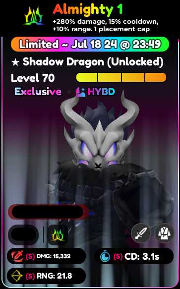 Almighty Shadow Dragon Evolved S S S Lvl.70 Exclusive Kafka Hibino ...