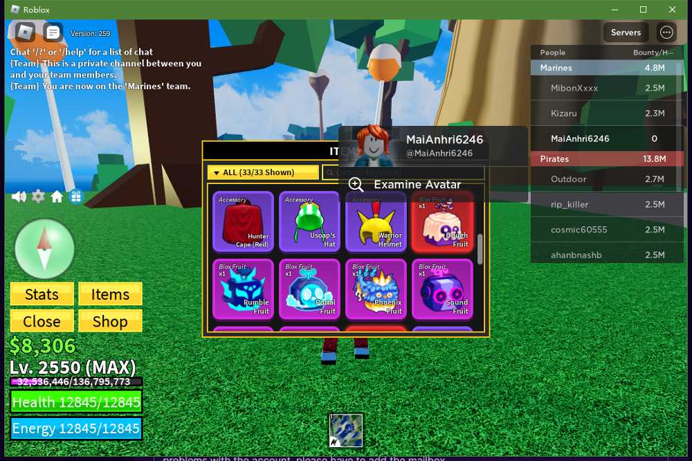 Blox Fruits Dough Fruit Inventory+2550