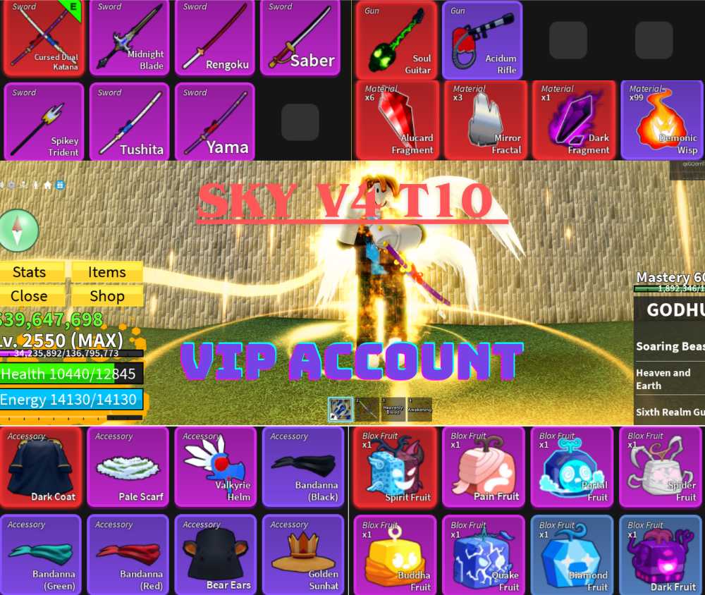 {VIP} Sky V4 Full Gear | GH - CDK - SG| VH-MF| Blox Fruit Account ...