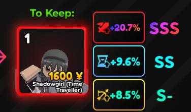 Homuru (Time Traveller) -Shadow Girl SSS DMG Stat GG | Anime Adventure
