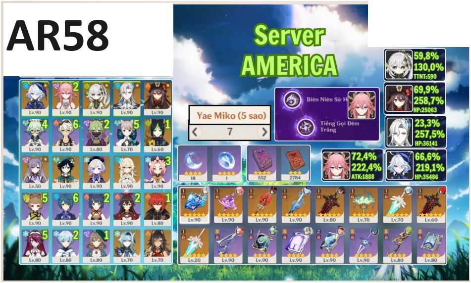 NA Furina SIG Yae MikoC2r1 Nahida Neuvillette SIG Hutao SIG VEnti Eula AR58