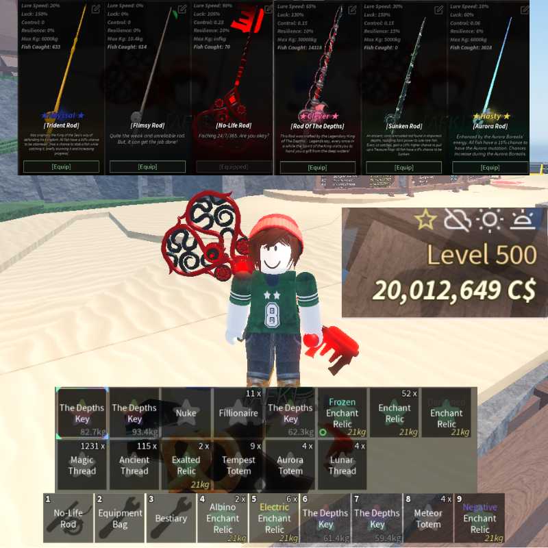 ID52_Fisch | Level 500- 20m C$ | No-Life Rod , Rod of the Depths ...