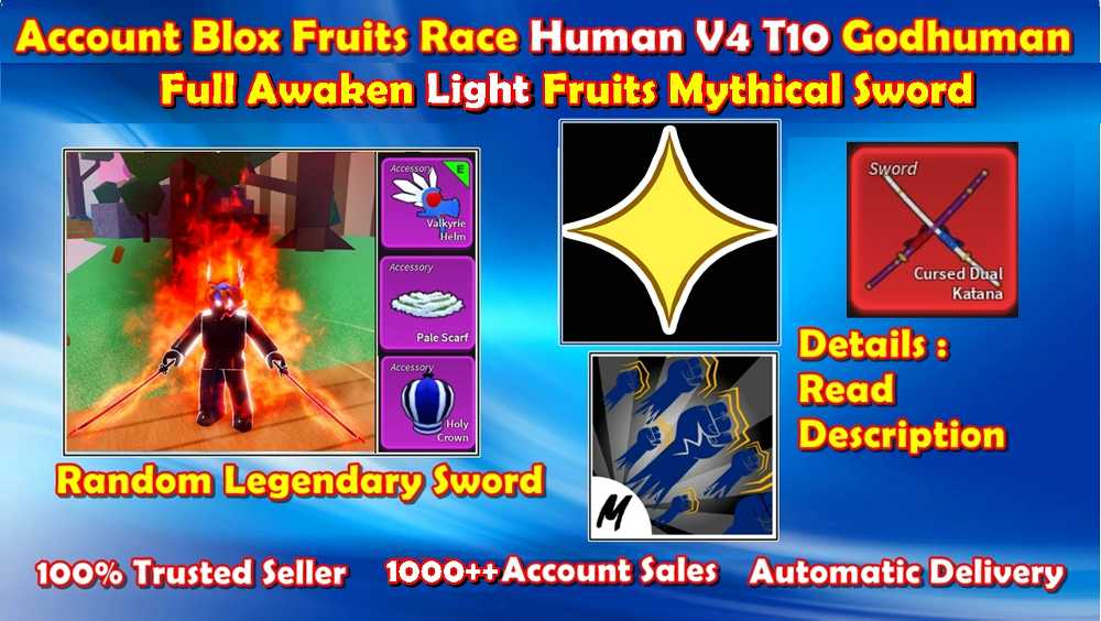 Blox Fruit Level 2550 Race Human V4 T10 Full Gear GodHuman Full ...