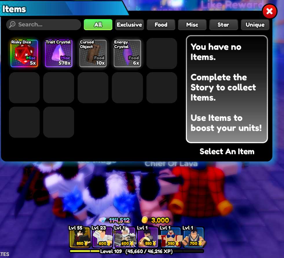 [Anime Defenders] Level 109 + 114,512 gems + 578 trait crystal + 5x ...